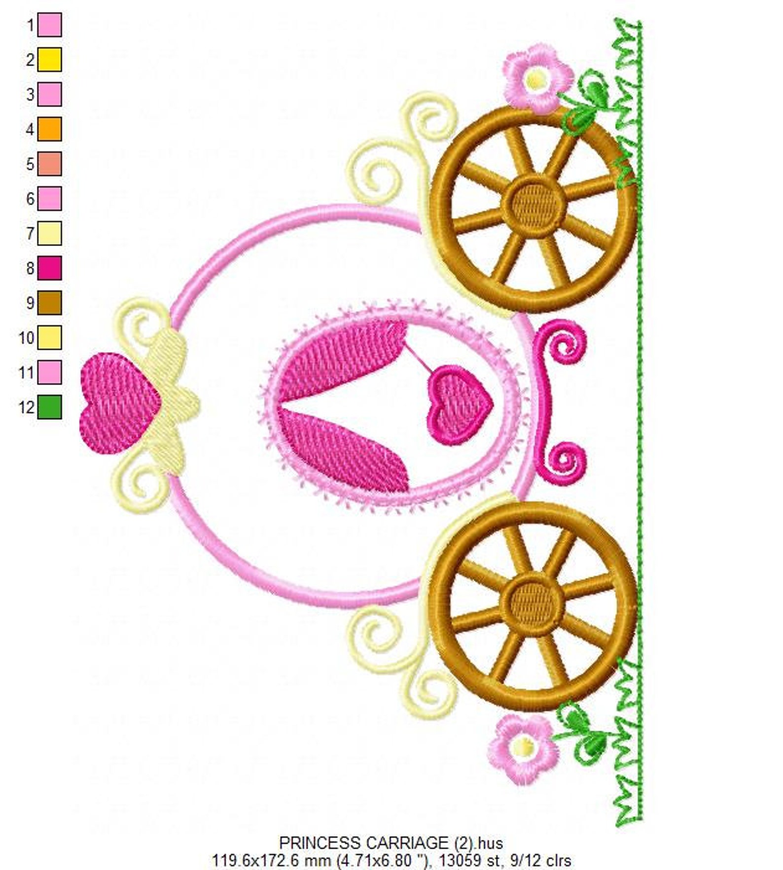 Princess Carriage Embroidery Design Princess Embroidery Designs Machine ...