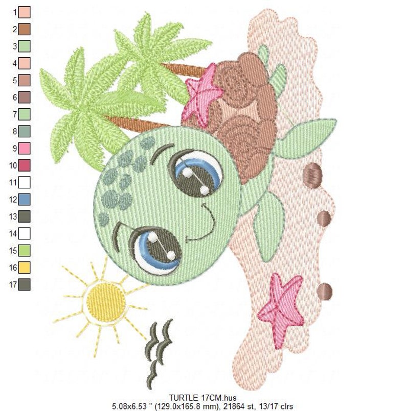 Turtle Embroidery Design - Ocean Animal Embroidery Designs Machine ...
