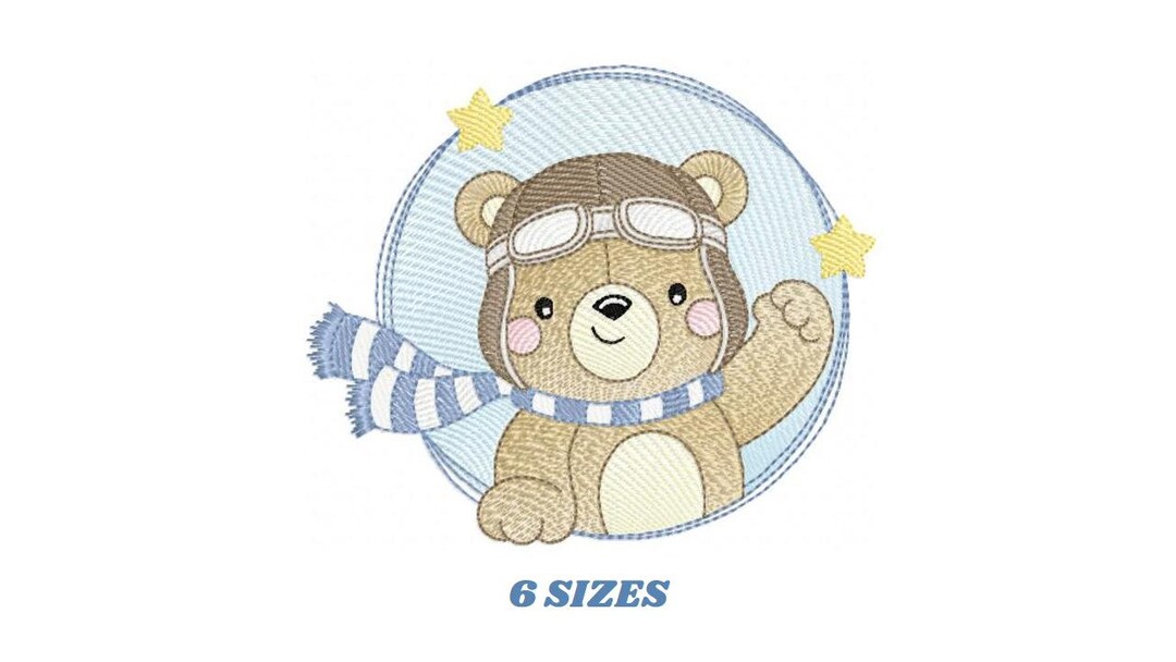 Pilot Bear Embroidery Designs - Plane Embroidery Design Machine ...