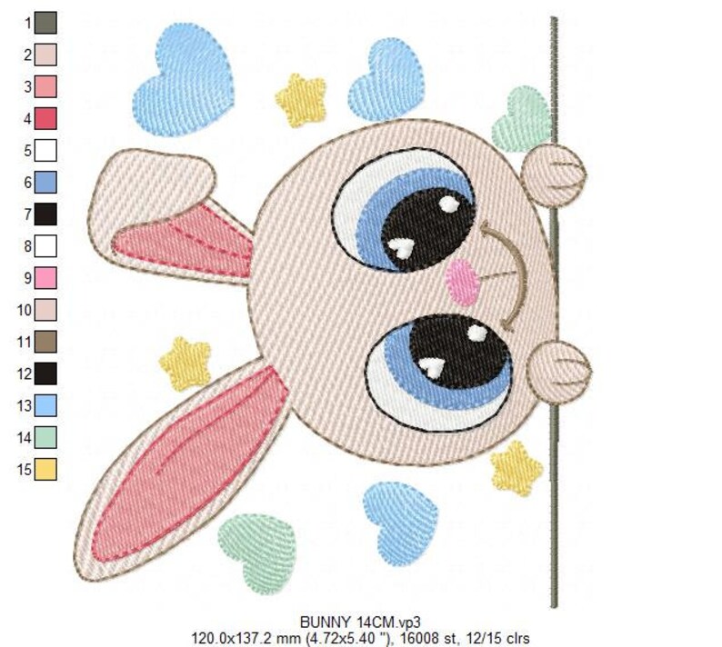 Peek a Boo Bunny Embroidery Design - Rabbit With Hearts Machine ...