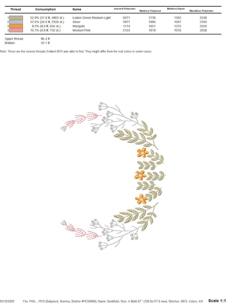 Monogram Frame Embroidery Designs Flower Embroidery Design - Etsy