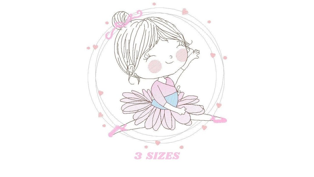 Ballerina Embroidery Designs - Ballet Dancer With Pink Tutu Machine ...