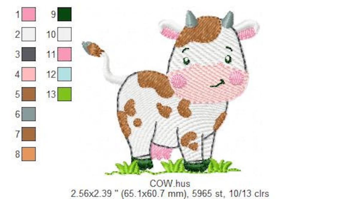 Farm Animals Embroidery Design Cow Embroidery Designs - Etsy