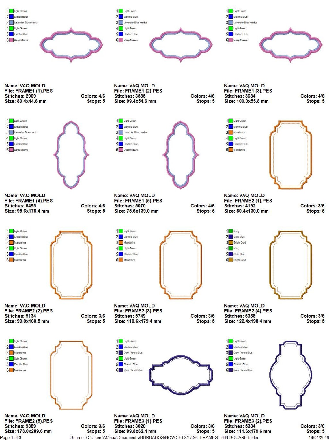 Frame Embroidery Designs Set - Frame Applique Design Machine Embroidery ...