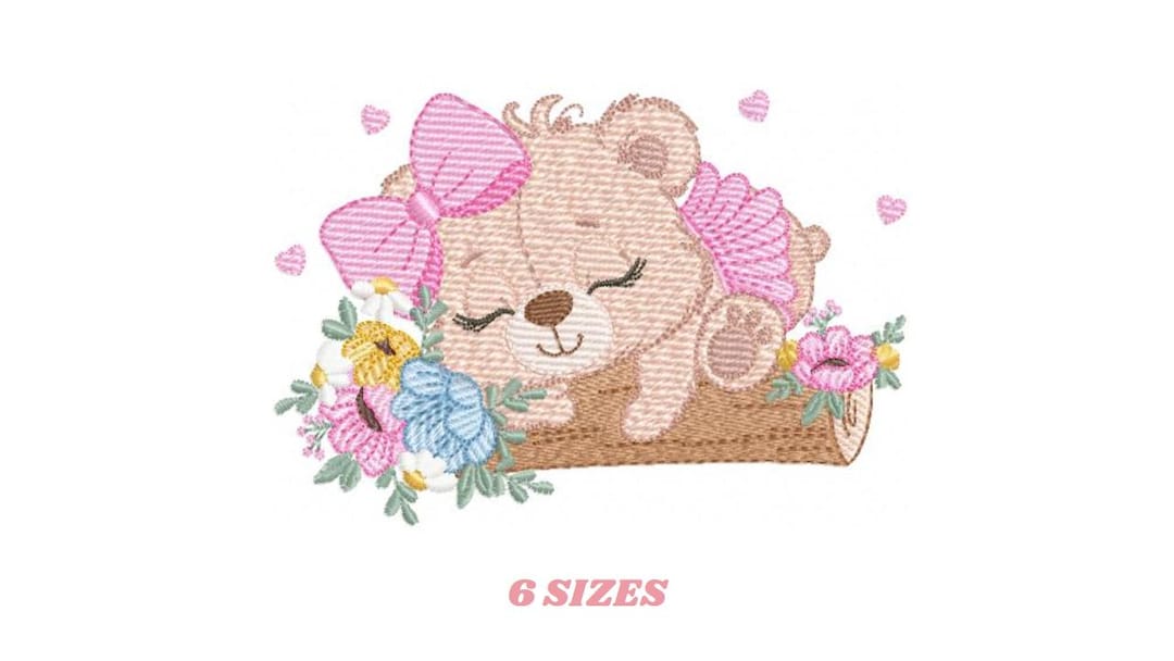 Teddy Bear Embroidery Designs - Baby Girl Bear Machine Embroidery ...
