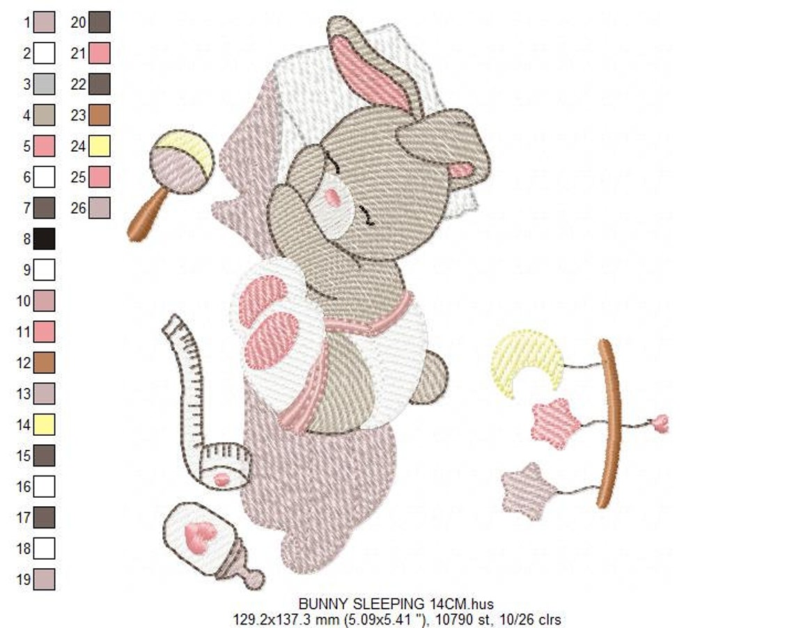 Sleeping Bunny Embroidery Design - Baby Embroidery Designs Machine ...