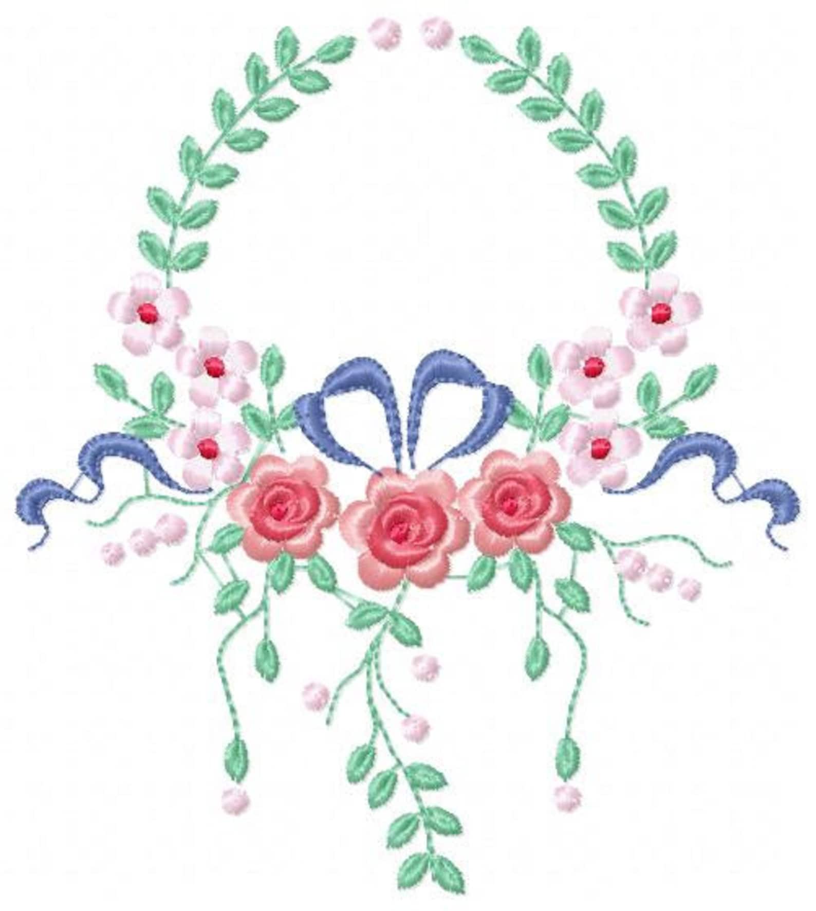 Monogram Frame Embroidery Designs Flower Embroidery Design - Etsy