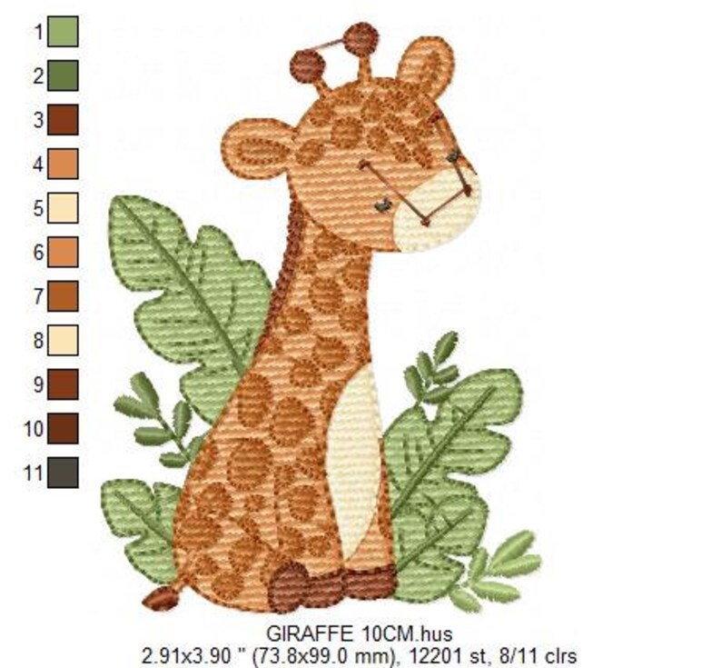 Giraffe With Tropical Plants Embroidery Design - Baby Boy Safari Wild ...