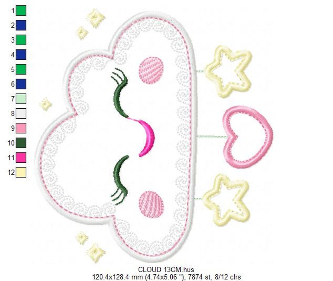 Cloud Embroidery Design Sky Embroidery Design Machine - Etsy