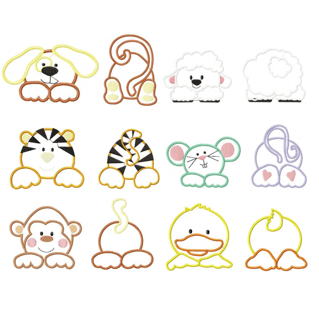 Animal Embroidery Design - Front and Back for T-shirts Animals ...