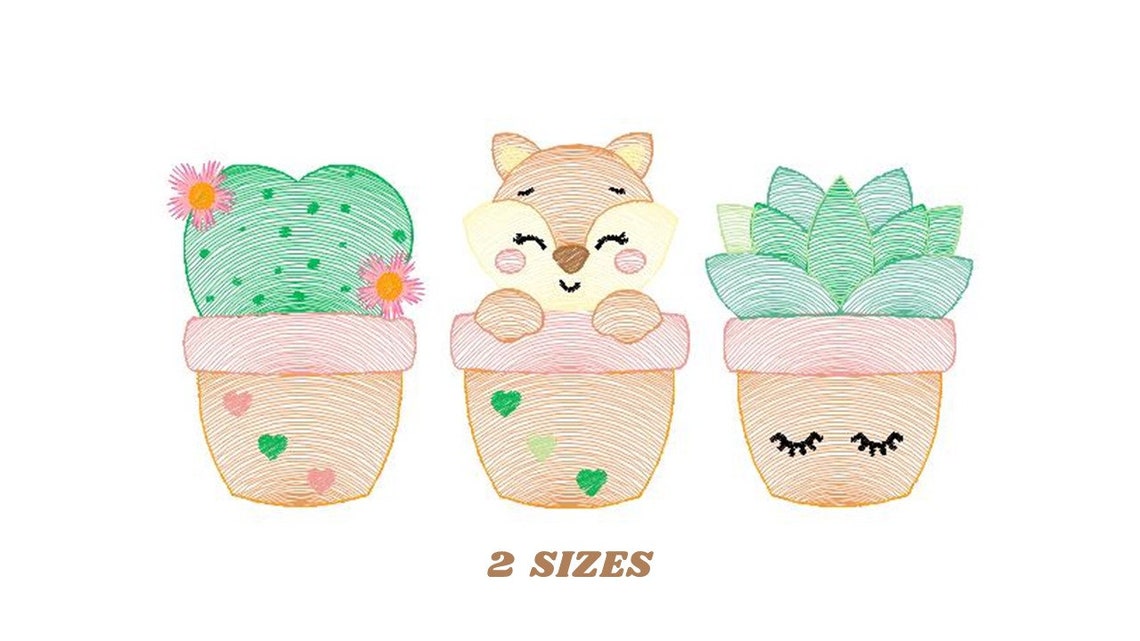 Cactus Embroidery Designs Succulent Embroidery Design - Etsy