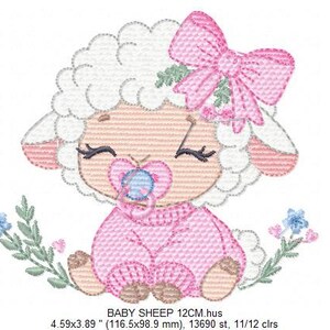 Baby Sheep With Lace Embroidery Design - Lamb Embroidery Designs ...