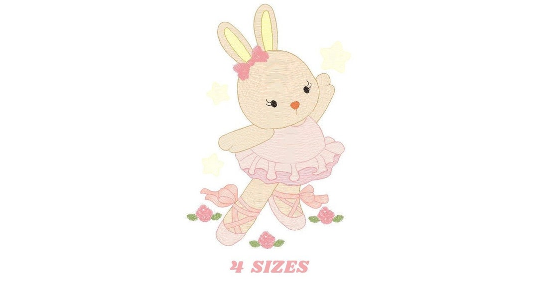 Bunny Ballerina Embroidery Design - Rabbit Ballet Dancer Machine ...