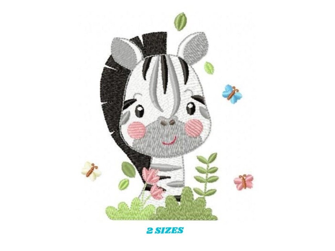 Zebra Embroidery Design - Safari Wild Animal With Flowers Machine ...