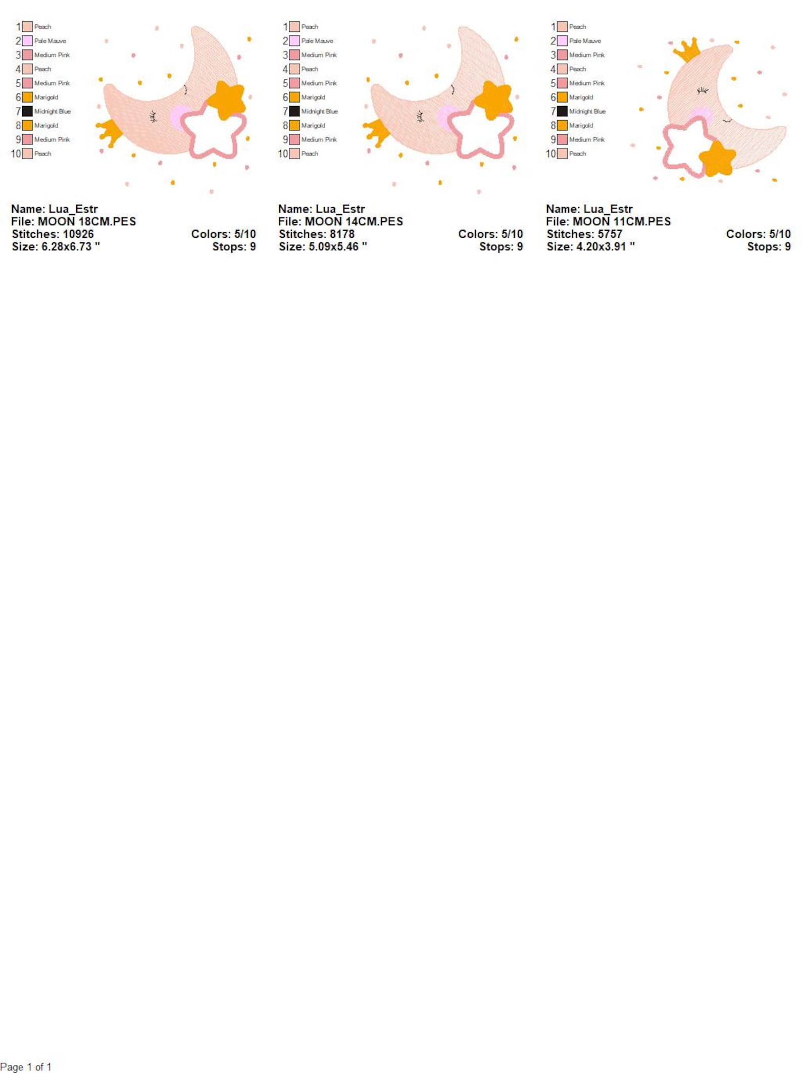 Moon Embroidery Design - Half Moon Embroidery Design Machine Embroidery ...