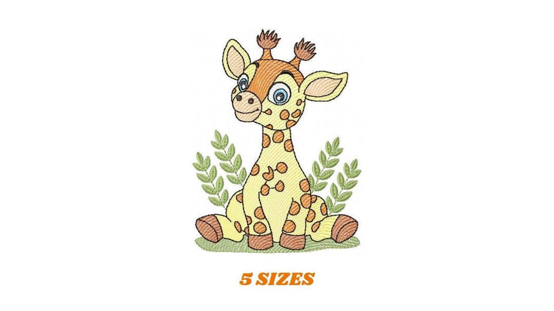 Giraffe With Grass Embroidery Designs - Safari Wild Animal Machine ...