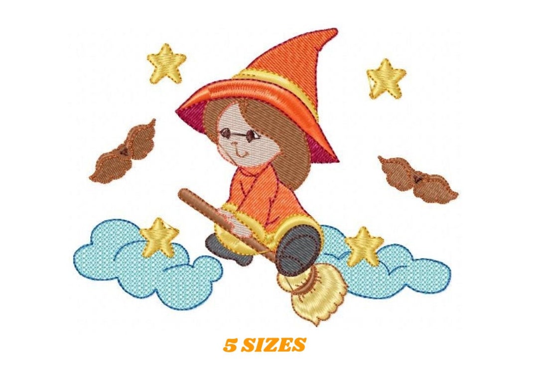 Witch Embroidery Designs Halloween Embroidery Design Machine Embroidery ...