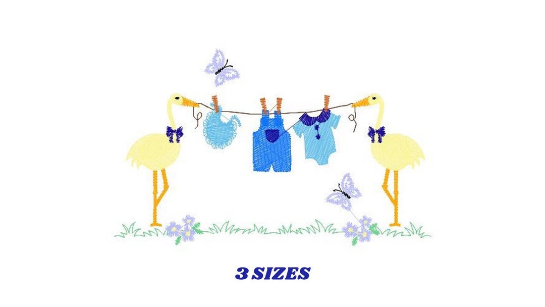 Stork Embroidery Design Stork With Baby Embroidery Design Machine ...