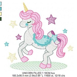 Unicorn Embroidery Designs - Baby Girl Magical Horse With Stars Machine ...