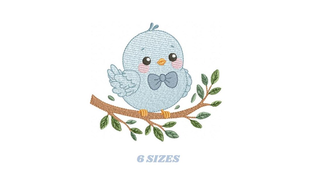Bird Embroidery Designs - Baby Boy Bird With Bow Tie Machine Embroidery ...