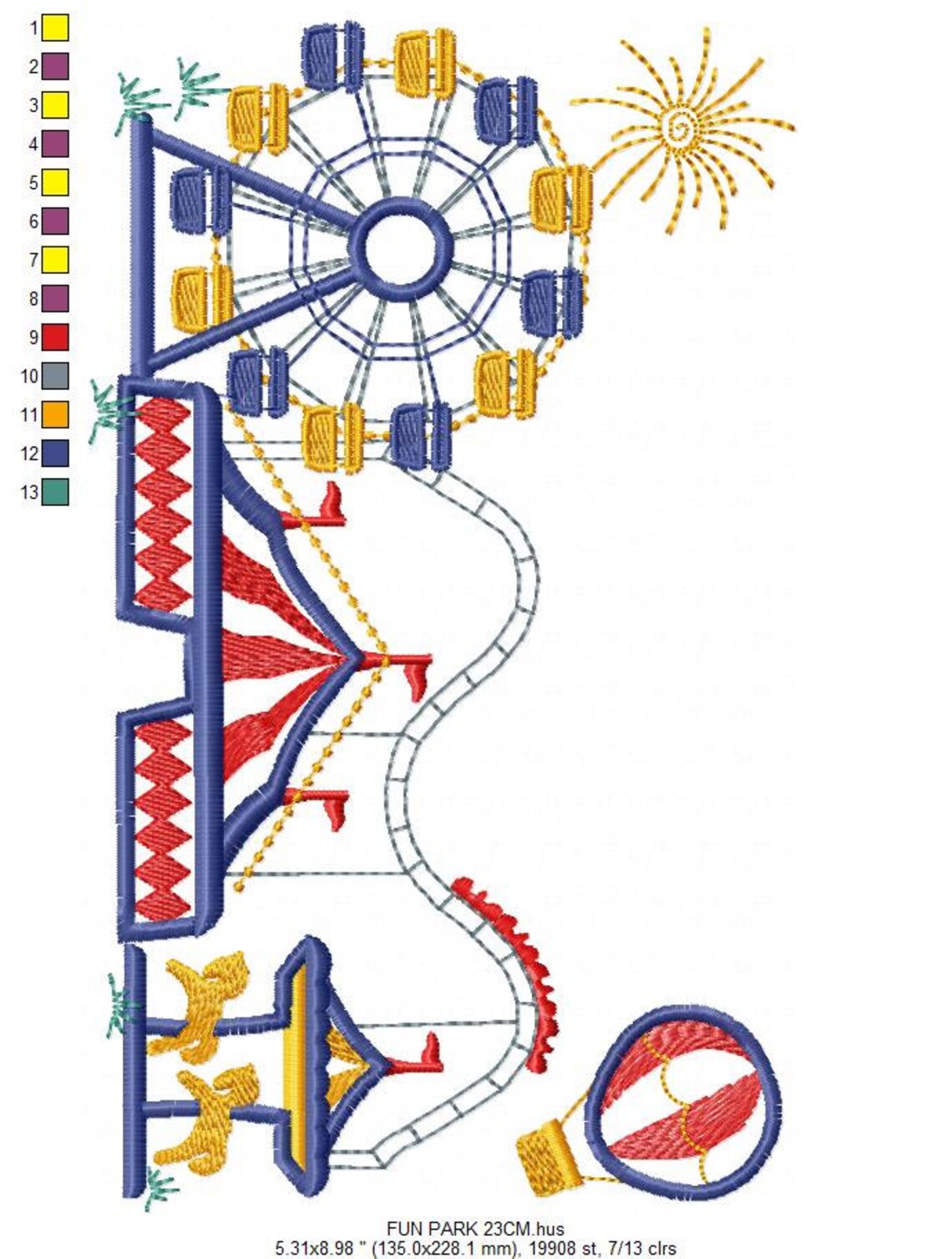 Fun Park Embroidery Design Fair Embroidery Designs Machine - Etsy