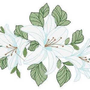 Lilies Embroidery Designs - Flower Embroidery Design Machine Embroidery ...