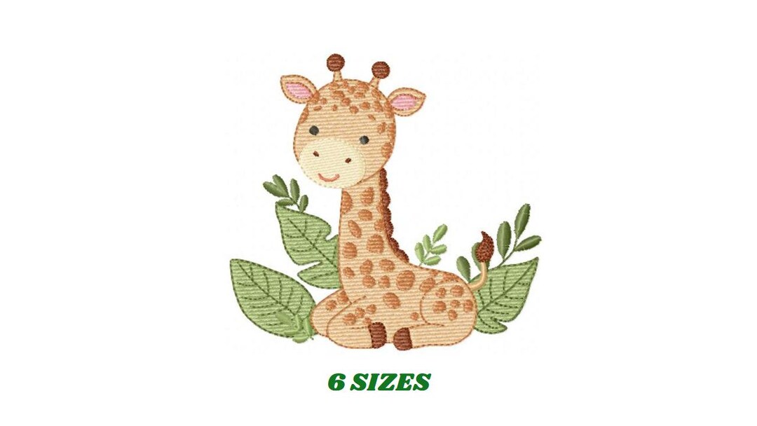 Seating Giraffe Embroidery Design - Safari Wild Animal Embroidery ...
