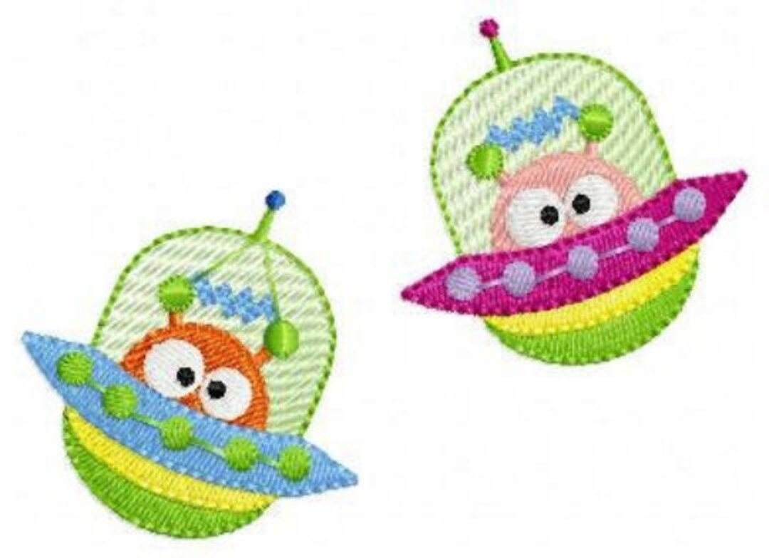 Spaceship Embroidery Designs - UFO Cute Aliens Machine Embroidery ...