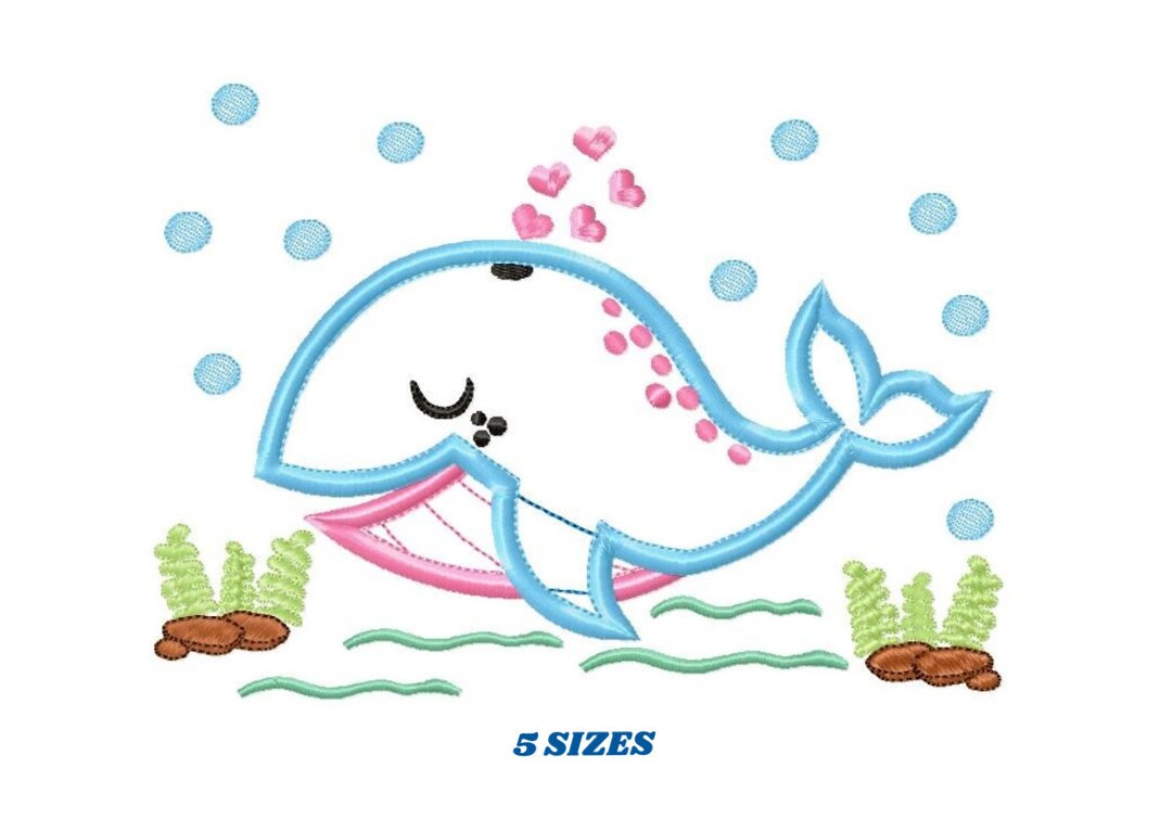 Whale Embroidery Designs Fish Embroidery Design Machine Embroidery ...