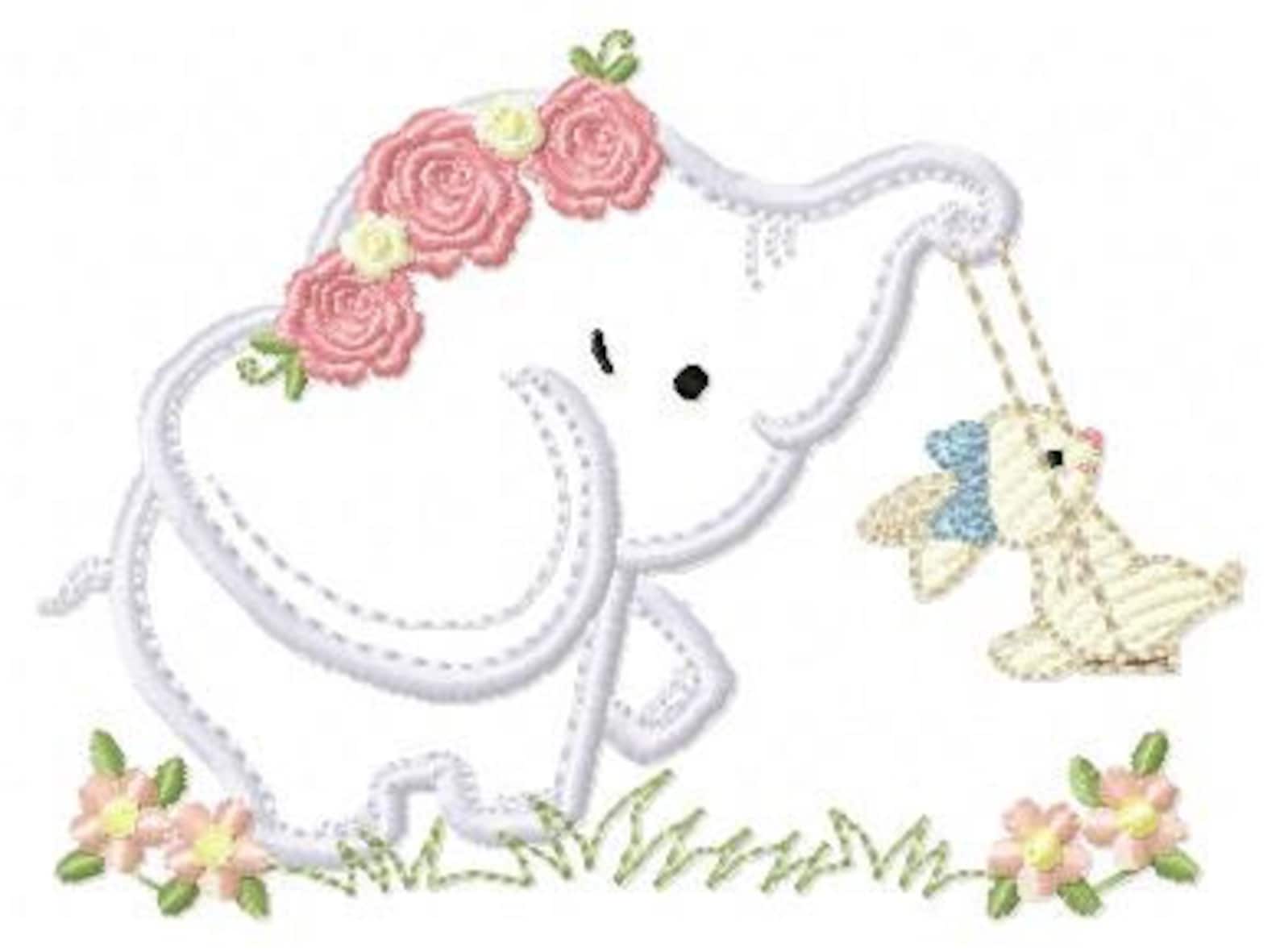 Elephant With Flowers Embroidery Design - Safari Wild Animal Machine ...