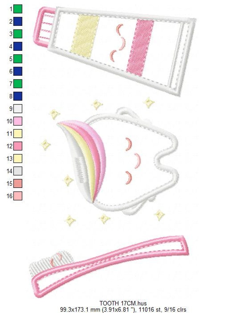 Tooth Embroidery Designs Toothpaste Embroidery Design - Etsy