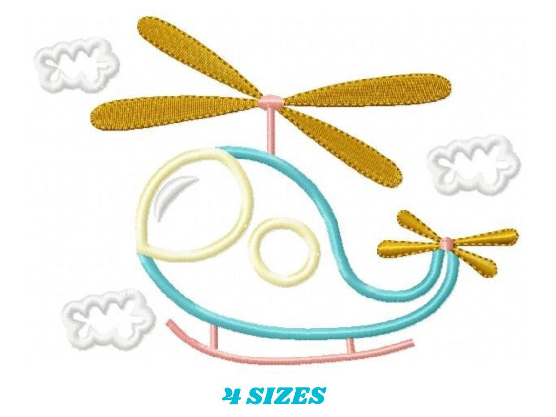 Helicopter embroidery designs Chopper embroidery design | Etsy