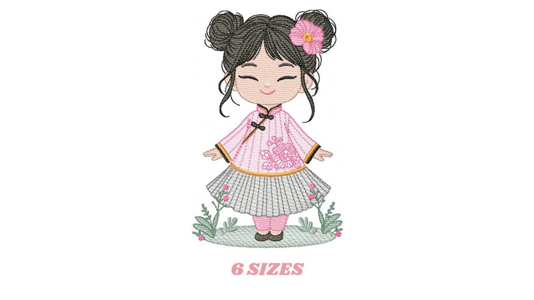 Japanese Geisha Embroidery Designs - Japanese Girl Machine Embroidery ...