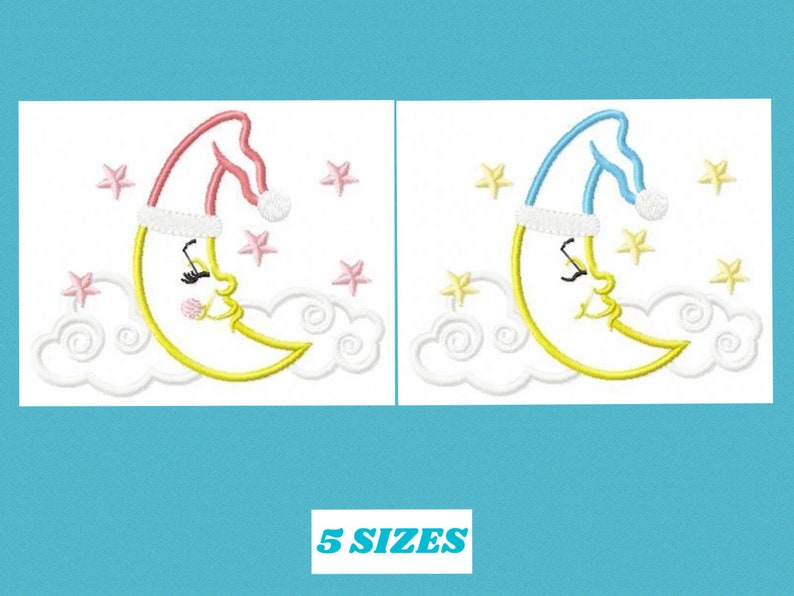 Sleeping Moon Embroidery Design Half Moon Embroidery Design - Etsy