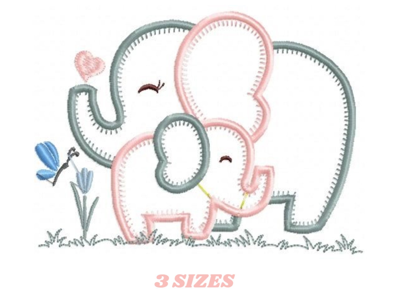 Embroidery Machine files in 4 sizes Mom and Baby Elephant Applique ...