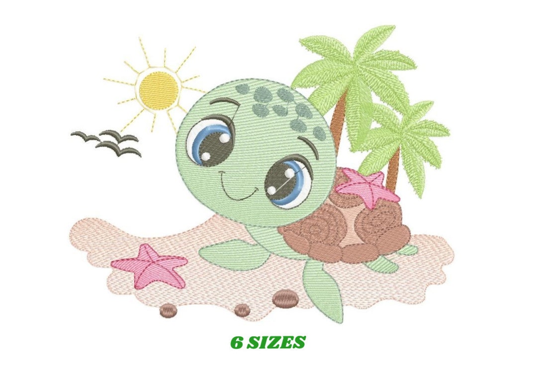 Turtle Embroidery Design - Ocean Animal Embroidery Designs Machine ...