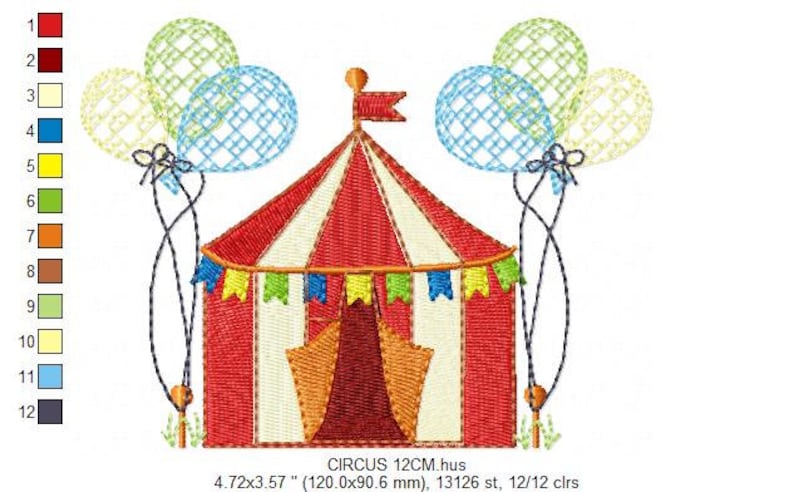 Circus Embroidery Design Market Tent Embroidery Designs | Etsy