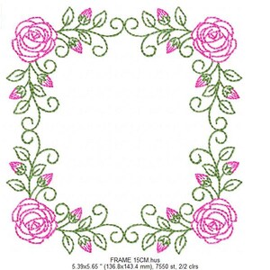 Roses Monogram Frame Embroidery Designs - Flower Square Shape Machine ...