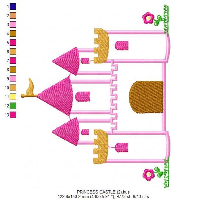 Castle Embroidery Designs - Princess Palace Applique Machine Embroidery ...