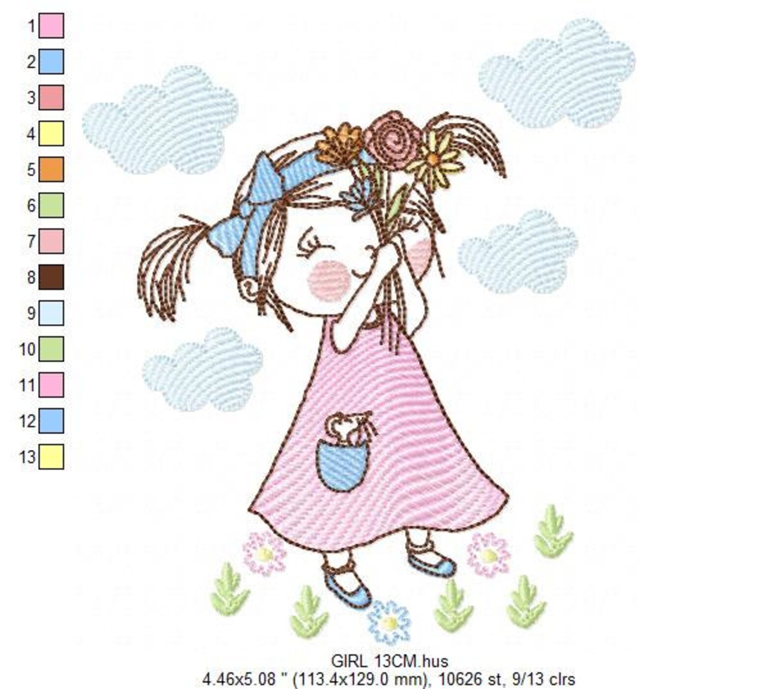 Girl Embroidery Designs - Flower Girl Embroidery Design Machine ...