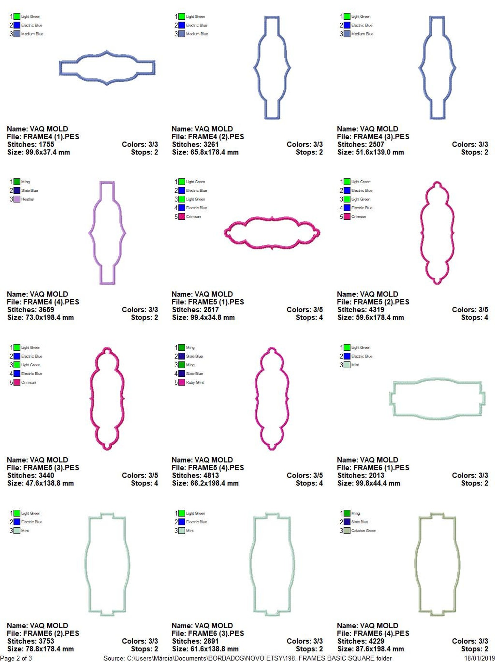 Frame Embroidery Designs Set Frame Applique Design Machine | Etsy