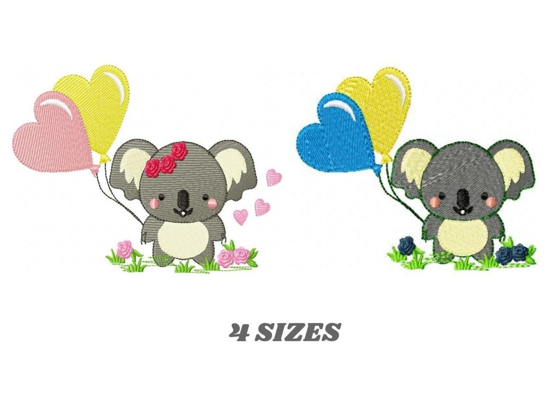 Koala Bear Embroidery Design Koalas With Balloon Embroidery Designs ...