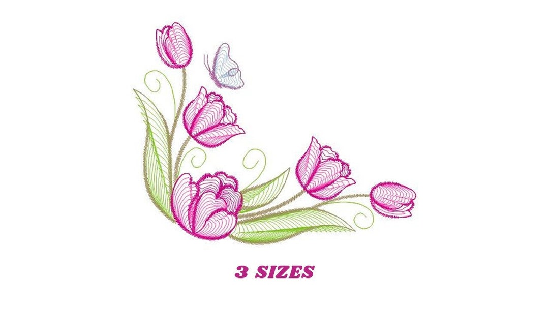 Tulip Embroidery Designs Flower Embroidery Design Machine Embroidery ...