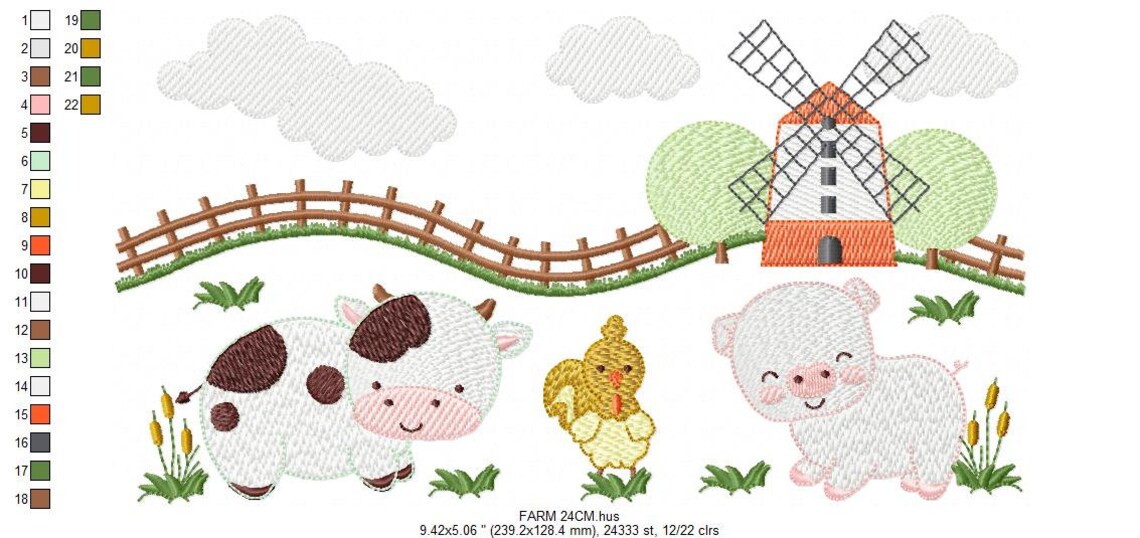 Farm Animals Embroidery Design Cow Embroidery Designs - Etsy