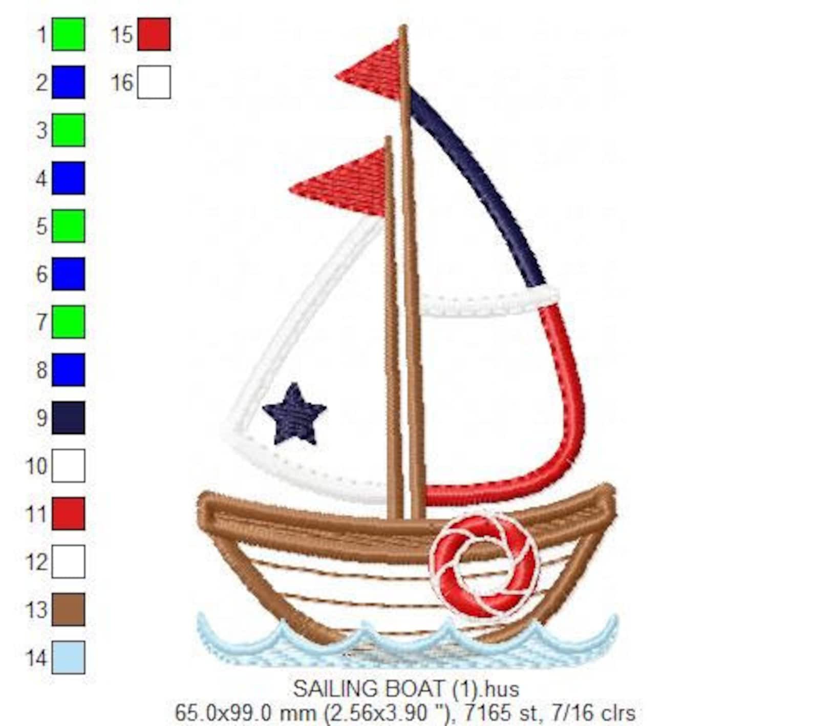 Boat Embroidery Designs Sailboat Embroidery Design Machine | Etsy