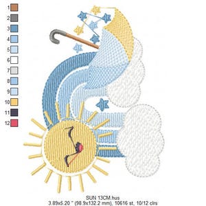 Rainbow Embroidery Design Sun and Cloud Embroidery Design Machine ...