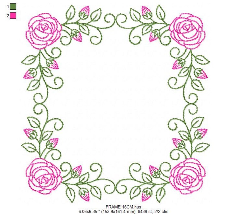 Roses Monogram Frame Embroidery Designs Flower Embroidery - Etsy