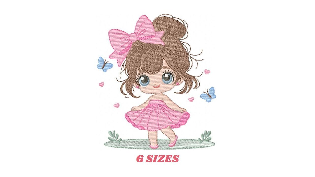 Young Girl With Dress Embroidery Designs - Baby Girl With Lace Machine ...