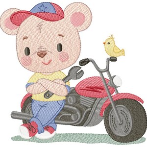 Bear With Bike Embroidery Designs Bear Embroidery Design - Etsy