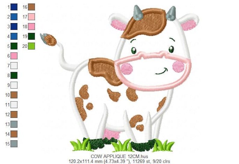 Cow Embroidery Design - Farm Animal Ranch Machine Embroidery Pattern ...